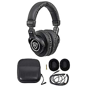 Rockville PRO-M50 Studio Headphones w/ Detachable Coil Cable, Case+Extra Ear Pad, Silver, mediam