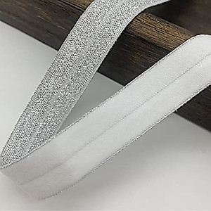 0.4/0.6/0.8/1 Inch Gray Lace Trim Cotton Elastic Ribbon Eyelet Trim Fold Over Spandex Fabric Bulk Lace Ribbon Band Vintage Lace Trim for Sewing Waist Band Garment Accessory