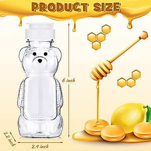 Thenshop 36 Pcs 8 oz Honey Jar Plastic Empty Honey Bear Bottle Honey Dispenser Clear Transparent Honey Containers Bear Cup Honey Squeeze Bottle with Flip Top Lid for Storing Dispensing (White Lid)