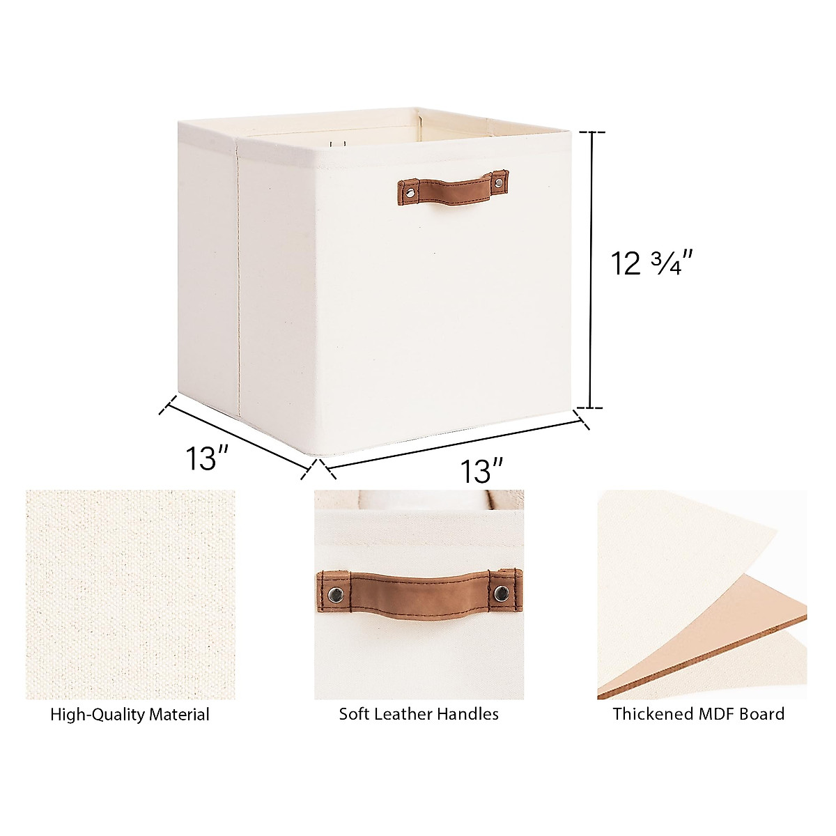 StorageWorks Storage Bins For Shelves With Metal Frame and Fabric Storage Box with PU Handles