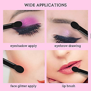 Deksias Disposable Dual Sided Eye Shadow Sponge Applicator Oval Tipped Eyeshadow Brushes Makeup Applicators (50PCS, black)