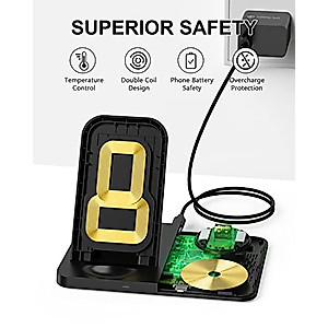 Wireless Charging Station, 3 in 1 Wireless Charger, 18W Fast Charger Stand for iPhone 13/12/11/Pro/Max/XR/XS/X, Apple Watch 7/6/SE/5/4/3/2/1, AirPods Pro/3/2, Adapter and Cable Included