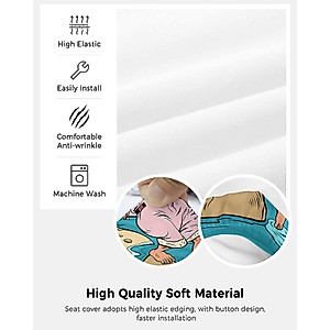 Tropical Santa Claus Office Chair Cover Stretchable Computer Chair Seat Cover Backrest Slipcovers, Stretchable Rotating Desk Chair Seat Cushion Split Protectors Christmas Pine Palm Tree Leaf