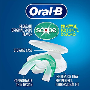 Oral-B Nighttime Dental Guard, Less Than 3-Minutes for Custom Teeth Grinding Protection with Scope Mint Flavor, Standard