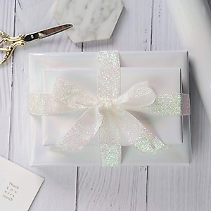 RUSPEPA White Metallic Wrapping Paper - Solid Color Paper Perfect for Wedding, Birthday, Christmas, Baby Shower - 17 Inches X 32.8 Feet