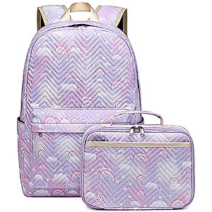 JIANYA Backpack for School Girls Backpacks Kids Backpack with Lunch Box Lightweight Bookbag School Bag for Preteen Girl