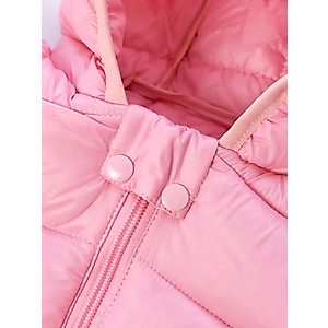 HILEELANG Toddler Baby Girl Winter Puffer Coat Hooded Light Weight Padded Cotton Outwear Jacket Coat Pink 18 M