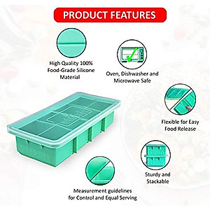 Stash Silicone Freezing Tray with Lid and Baking Tray – One Large Freezer Tray makes up to 4 cups serving – Freezer Soup Container - Oven Safe, Microwave Safe and BPA Free Silicone Container Tray  