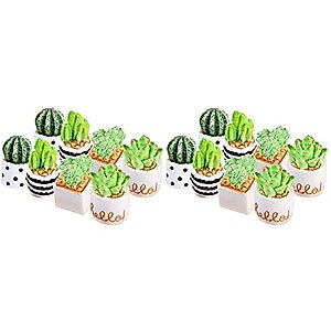 LUOZZY 16 pcs Small Potted Ornaments Faux Succulent Plants Mini Fake Cactus Plants Bonsai Supply - Mixed Style