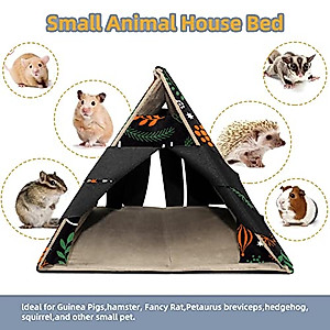 enheng Small Pet Hideout Christmas Pattern Hamster House Guinea Pig Playhouse for Dwarf Rabbits Hedgehogs Chinchillas