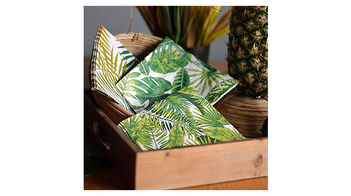 Tropical Palm Leaf Napkins - 3 Packs of 20