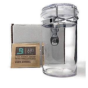 Friendswood Mercantile, Small Acrylic Pipe Tobacco Humidor Jar with Boveda 69 2-Way Humidity System 2 oz Capacity