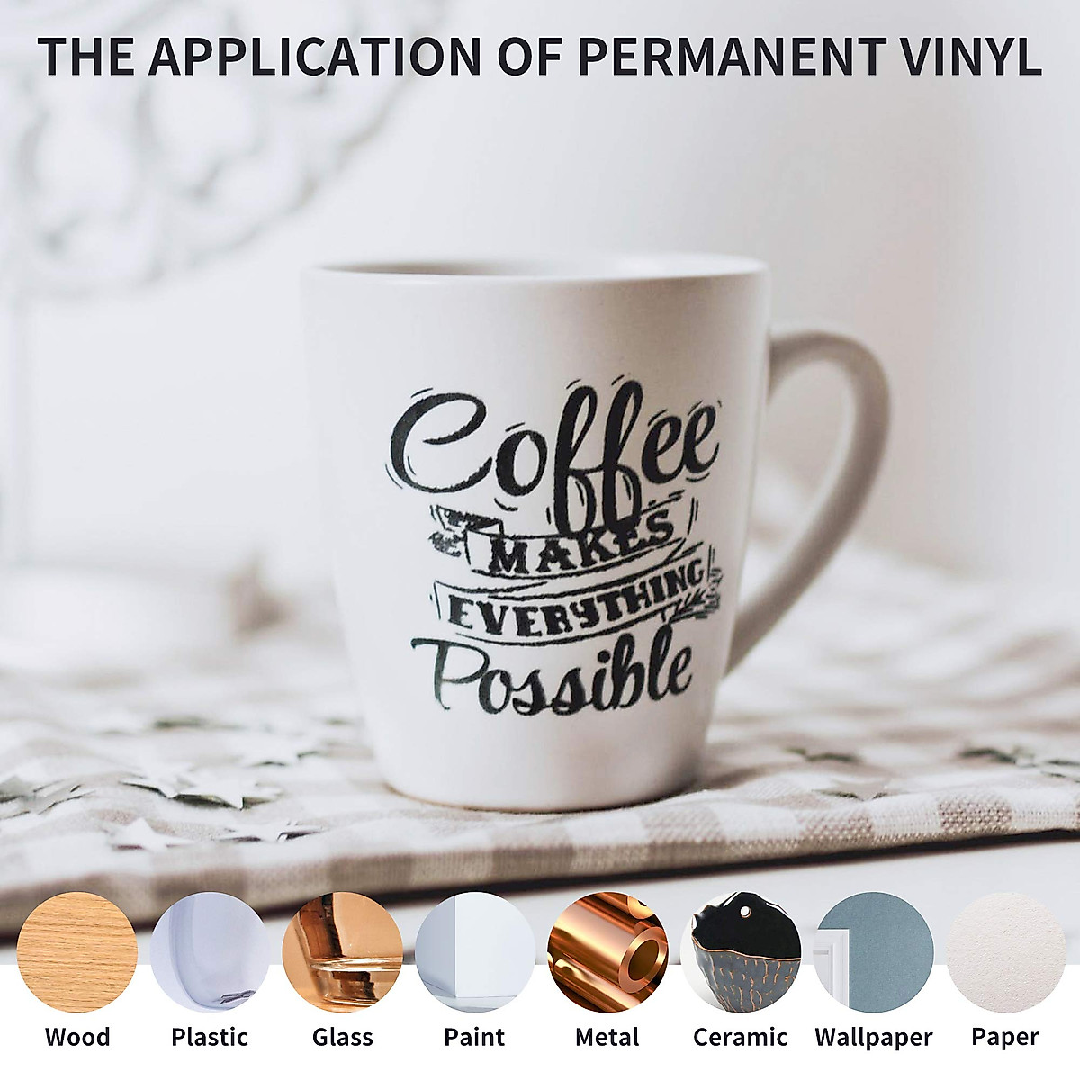 Prime Vinyl Black Permanent Vinyl Roll - 12" x 55 Ft-Black Self Adhesive Vinyl Roll for Silhouette Cameo, Decor Sticker, Cutting Machine, Craft Cutter Machine, Home Decal