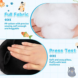 Mewaii Black Cat Plush, Cute Cat Plushies Toy, Soft Kitten Plushie Cuddle Pillow, Anime Plushie Doll, Cute Stuff Toys Gift for Girls, Boys and Males (8 Inch)