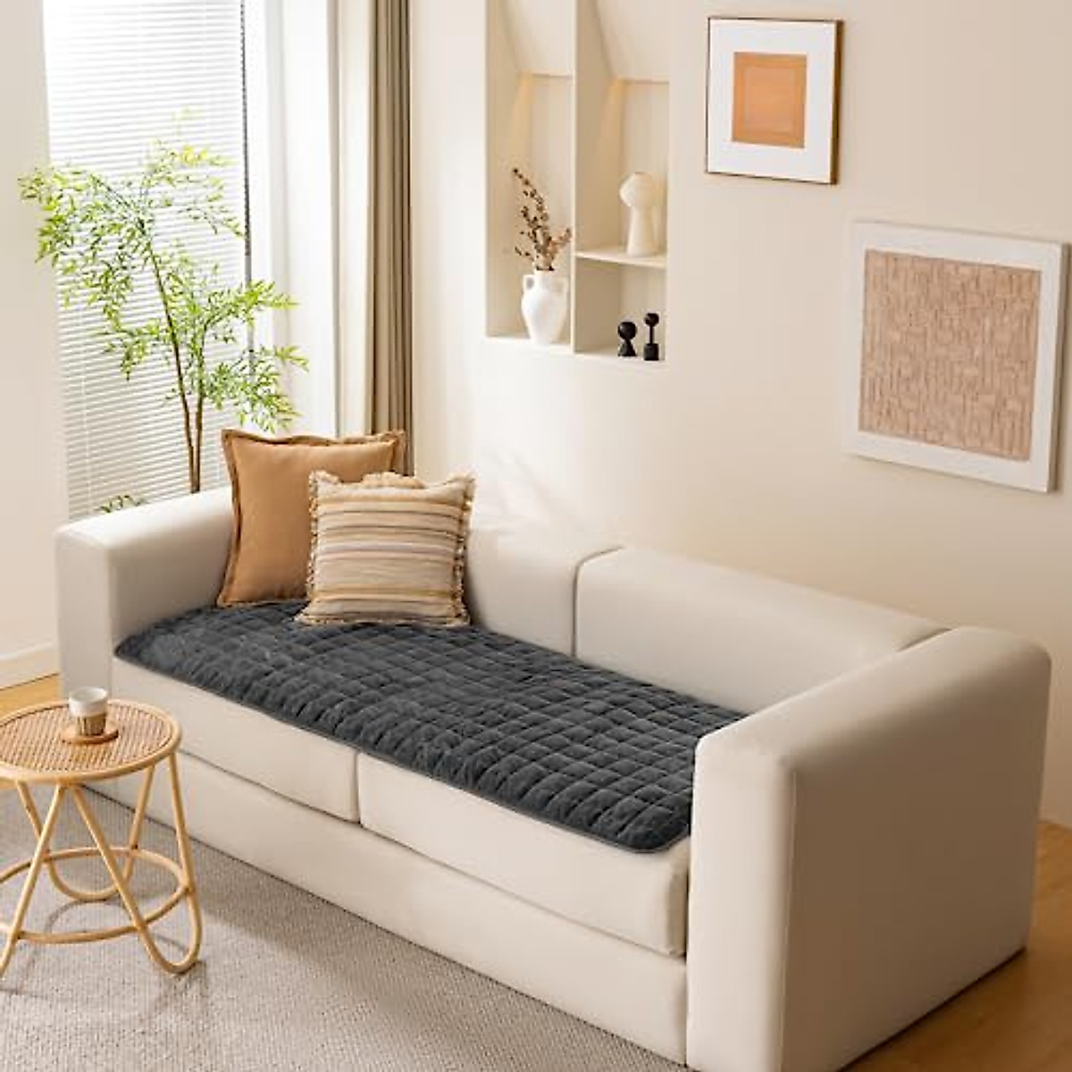 Allisandro Waterproof Dog Blanket,Thick and Non Slip Dog Bed Sofa Cover Pet Mat for Couch Sofa Bed Furniture & Small, Medium, Large Dogs, Grey, 48 x 30 Inches