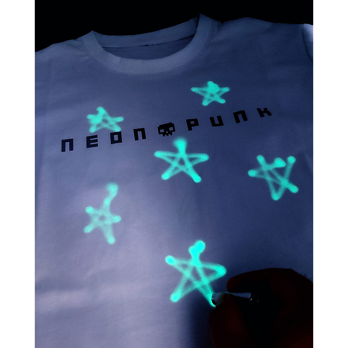 NeonPunk Magical Interactive Glow in The Dark T Shirt with Light Pen - Adult X-Large