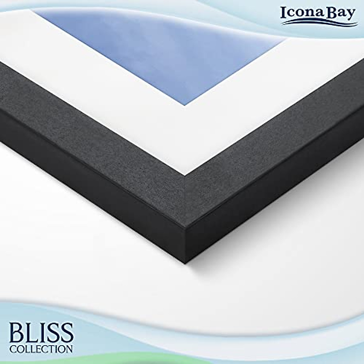 Icona Bay 11x17 Black Picture Frame Fits 16x10 Photos with Mat to 9x14 Image, Modern Style Wood Composite Poster Frame, Wall Mount Only, Bliss Collection