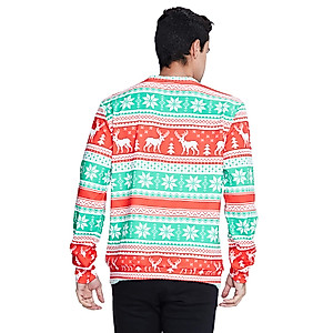 RAISEVERN Ugly Christmas Sweater for Men Women Funny Xmas Alpaca Scarf Sweatshirt Holiday Festive Long Sleeve Winter Llama Pullover Snowflake Top