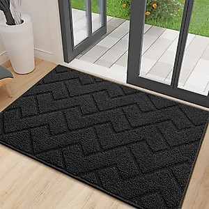 hicorfe Indoor Doormat,Front Back Door Mat Rubber Backing Non Slip Door Mats 24"x35" Absorbent Resist Dirt Entrance Doormat Inside Floor Mats for Entryway Washable Low-Profile(Charcoal)