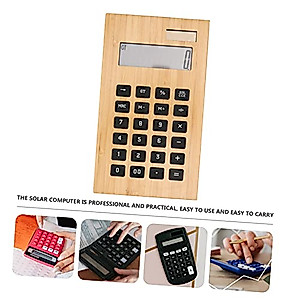 NUSITOU 1pc Battery Office Black Basic Professional with Learning Display Pocket Calculators LCD Tools Useful Bamboo Children Aids Mini Portable Financial for Calculation Digits Wooden