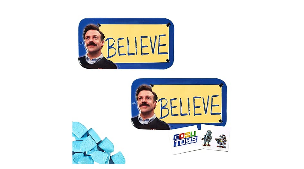 Ted Lasso Believe Candy Tin - Blue Raspberry 2 Pack