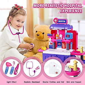 Toy Doctor Kit for Girls: Pretend Play Kids Doctor Set with Electronic Stethoscope Dress Up Doctor Costume Carrying Storage Case - Role Play Toys Medical Kit for Toddler Boys Girls