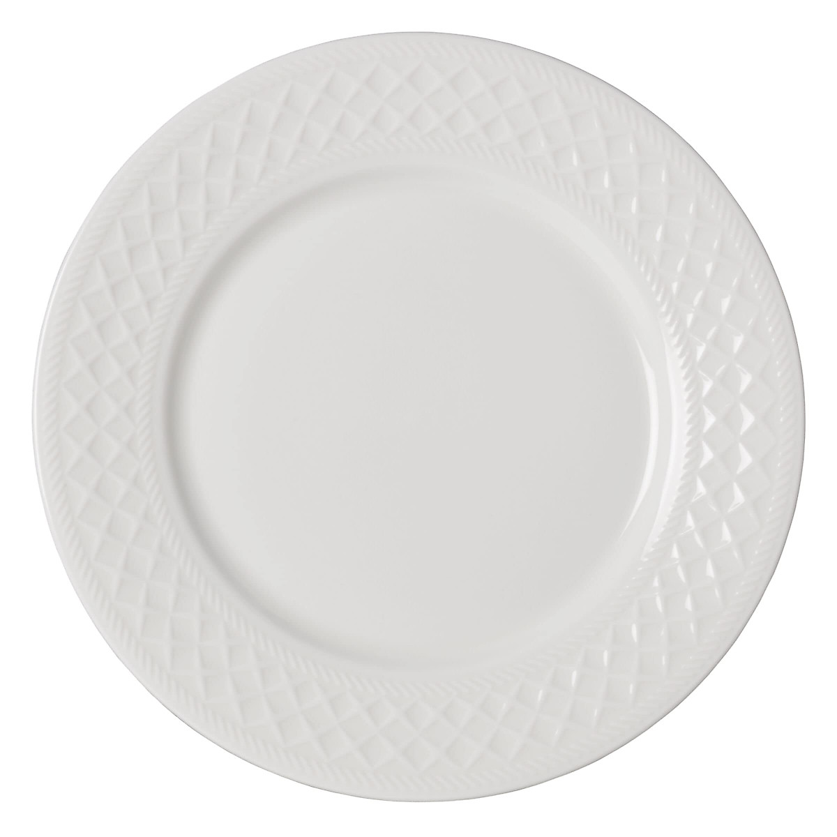 Mikasa Patterson Vegan Bone China Chip Resistant 12 Piece Dinnerware Set, White, Ashlyn, Service for 4