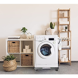 MOYFAZA Mini Fridge Stand,Adjustable Base for Washer and Dryer with 4 Strong Feet,Multi-Functional Washer and Dryer Pedestals & Mini Refrigerator Stand (Black) (4 Strong Feet)