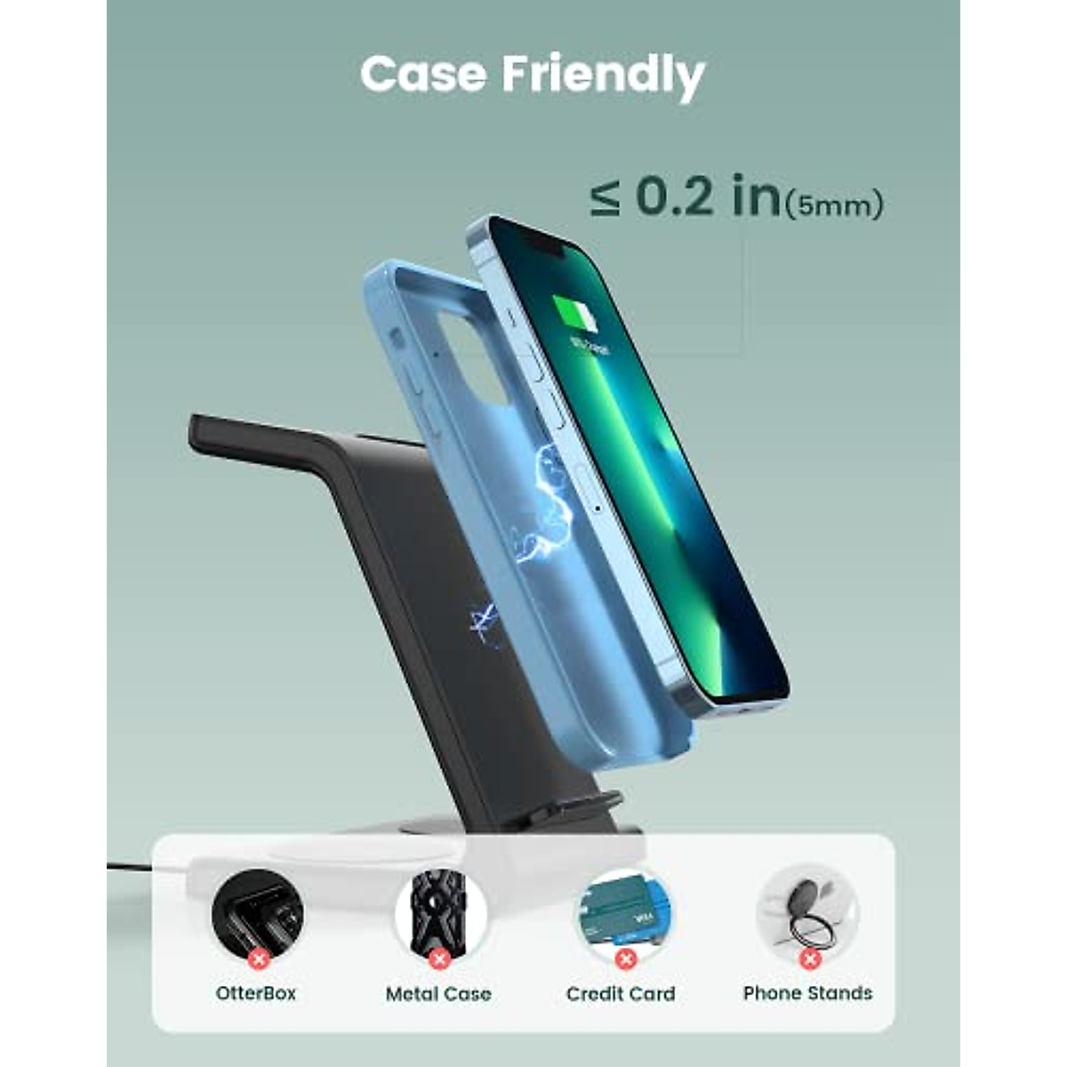 Charging Station for Multiple Devices Apple, 4 in 1 Wireless Charger Station, with Qi-Certified 30W Charging Dock for Apple Watch 7 6 SE 5 4 3, iPhone 14 13 12 11 Pro, Pro Max, Mini, AirPods Pro 3, 2