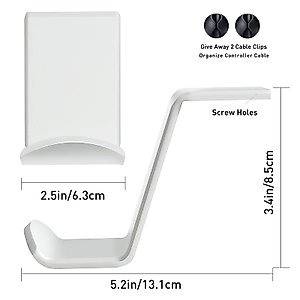 OAPRIRE Under Desk & Desktop Controller Holder Gaming Accessories (2 Pack) for Xbox ONE PS4 PS5 Switch, Universal Controller Stand with Clips (White)