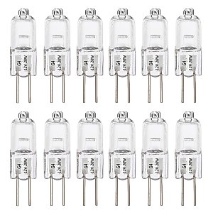 WokHok G4 Bulb, Halogen Light Bulbs 12 V 20W 2 Pin,Long Lifetime G4 Light Bulb for Under Cabinet Puck Light, Chandeliers,Accent Lights, Track Lighting, Warm White/Dimmable,12 Pack