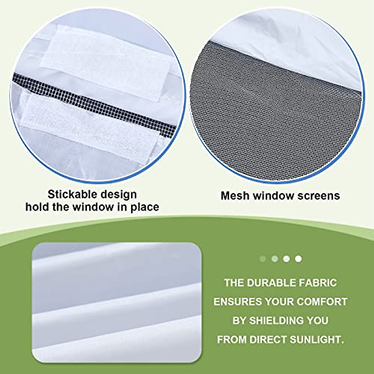 Kinlop 4 Pcs Full Zippered Walls for 10 x 10 Easy Pop up Canopy Enclosure Sidewall Kit with Roller up Sidewalls and Mesh Windows Canopy Sidewall Replacement 4 Walls, Not Include Frame and Top (White)