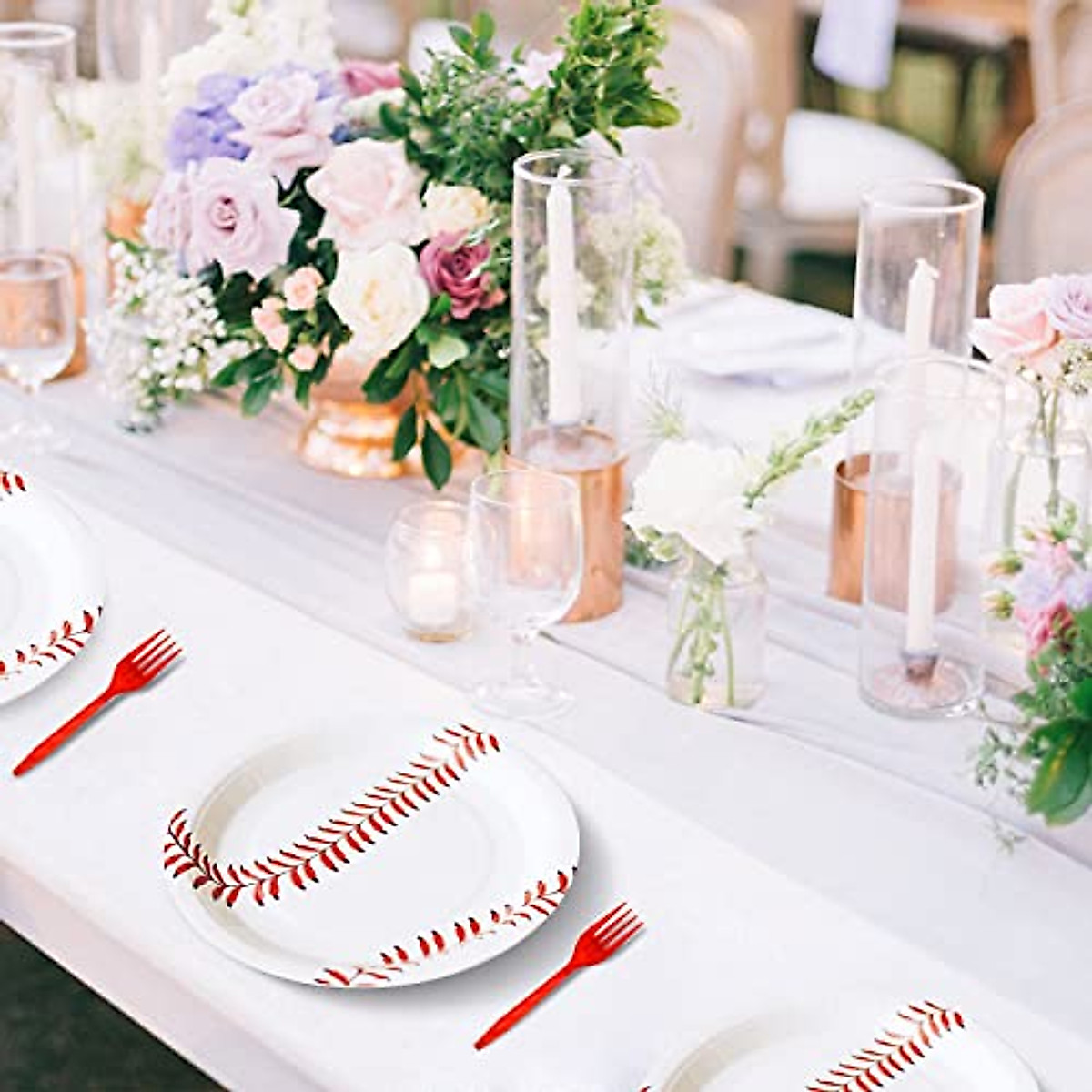 Baseball Party Favors Party Decorations, 96pcs Baseball Party Plates and Napkins Forks Baseball Themed Party Birthday Decorations Supplies For Boys Baby Shower Serves 24