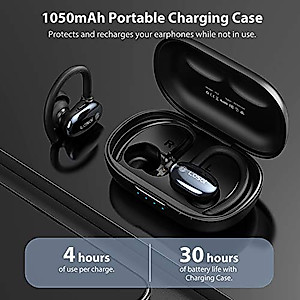 Losei Bluetooth Headphones, Sports True Wireless Earbuds Touch Control Earphones Bass Stereo Sound TWS Ear Hooks Headset with Charging Case & Mic for Running/Working Out/Gym