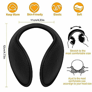 Gelante Unisex Classic Fleece Earmuffs for Cold Weather. Ear Warmer Behind the Head. 5039C-Black