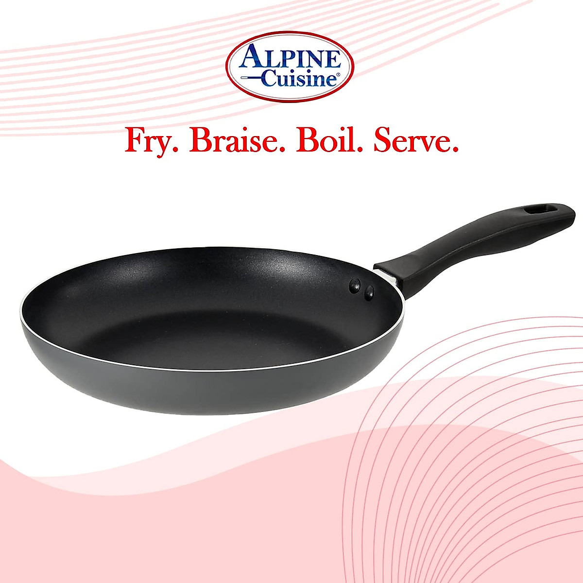 Alpine Cuisine 10 Inch Nonstick Saute Fry Pan Gray with Ergonomic Handle & Aluminum Cooking Pan, Ideal for Family, Durable & Evenly Heated