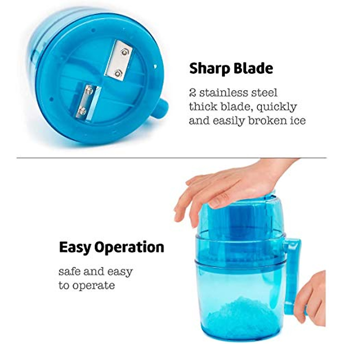 Portable Hand Crank Ice，Ice Chopper Mini Portable Ice Machine Domestic Ice Crusher for Children