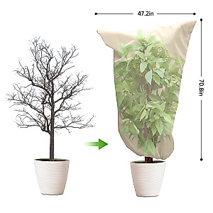 Plant Covers Winter Freeze Protection, 4 Pack 47" x 71" Plant Cover with Zipper and Drawstring Reusable Outdoor Plants Frost Cloth, Frost Cloth for Winter, Plant Blankets for Cold Weather (4 Pack)