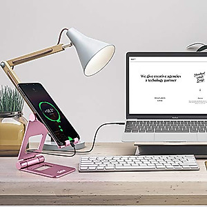 simr Large Adjustable Cell Phone Stand Desk Foldable Cell Phone Holder for iPhone 14 13 12 Pro 11 X XS Max 8 7 6 Plus 5, iPad Mini, 4-13" All CellPhones (Rose Gold)