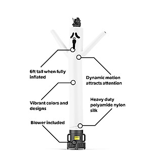 LookOurWay Air Dancers Inflatable Tube Man Set - 7ft Tall Wacky Waving Inflatable Dancing Tube Guy with Weather Resistant Blower- Halloween Themed - Ghost