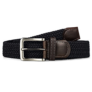 macoking Mens Stretch Belt Woven Elastic Braided Belts for Men Women Black 47"