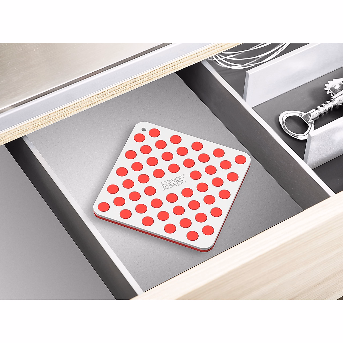 Joseph Joseph Duo Spot-On Set of 2 Silicone Trivets, Grey/Red