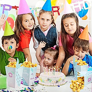 Yesland 120 Pcs Popcorn Boxes, 4.75 Inches Tall Mini Blue Mermaid Popcorn Containers Boxes Open-Top Paper Popcorn Bags Individual Servings for Movie Theater Night, Carnival, Girl's Birthday