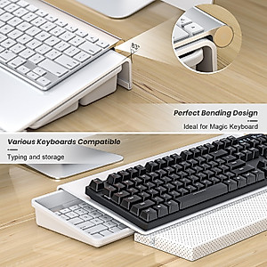 Acrylic Computer Keyboard Stand with Wrist Rest & Storage Tray - Yikola 3-Level Angle Adjustable Keyboard Riser for Desk Dry Erase Board Buddy, Ergonomic Tilted Keyboard Holder for Comfortable Typing