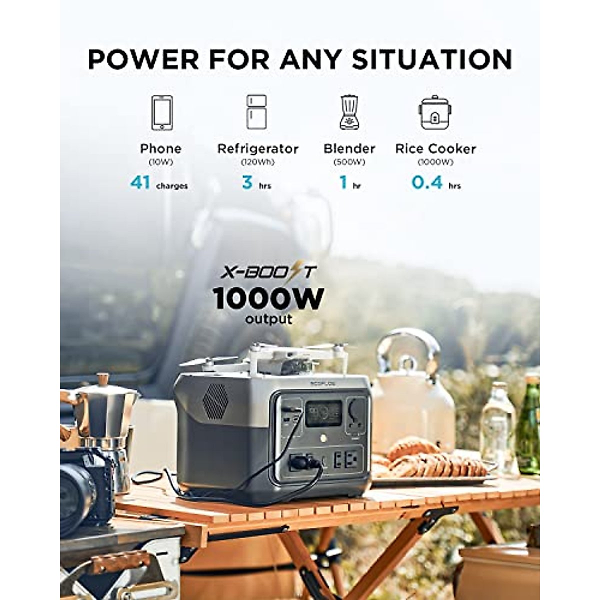 EF ECOFLOW Portable Power Station RIVER 2 Max, 512Wh LiFePO4 Battery/ 1 Hour Fast Charging, Up To 1000W Output Solar Generator (Solar Panel Optional) for Outdoor Camping/RVs/Home Use