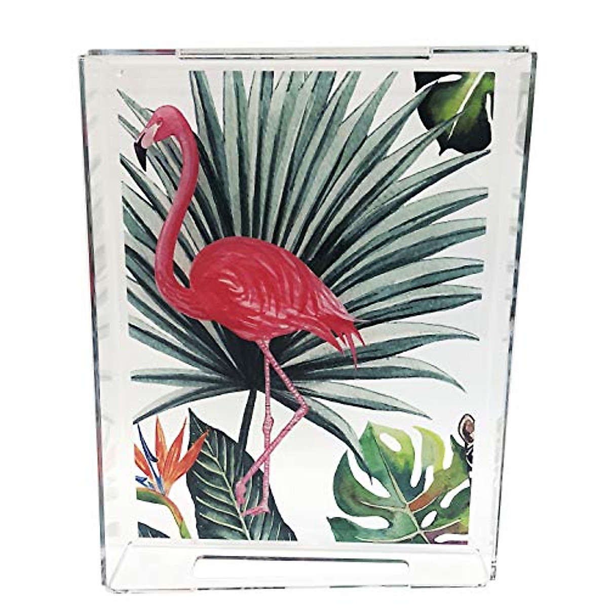 Idea Design Studio Clear Acrylic Animal Print Decorative Serving Tray (Flamingo, Large, 15.75 x 12 x 2.5 Inches)