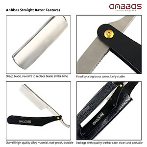 7in1 Anbbas Badger Shaving Brush,Stand,Lathering Bowl,3.5oz Soap,Straight Razor with Bag and Razor Strop Shaving Set for Men
