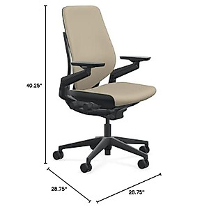 Steelcase Gesture Office Chair - Cogent: Connect Malt Fabric, Medium Seat Height, Shell Back, Black on Black Frame, Lumbar Support, and Hard Floor Casters