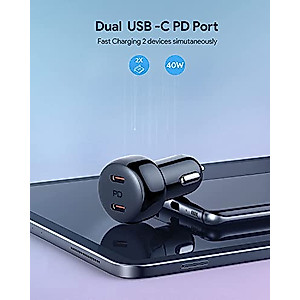 [Apple MFi Certified] USB C Car Charger, for iPhone Fast Car Charger PD 40W Dual Ports 2Pack Car Phone Charger with Lightning Cable Compatible with iPhone 14/13/12/11/Pro/MAX/XS/iPad Pro/Samsung