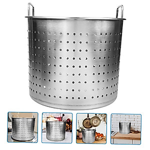 DOITOOL Crawfish Leaky Pot Crawfish Seafood Pot Seafood Boil Pot Stainless Steel Crawfish Pot Crawfish Crab Steamer Pot Strainer Basket Stock Pot Insert for Outdoor Cooking Accessories Silver